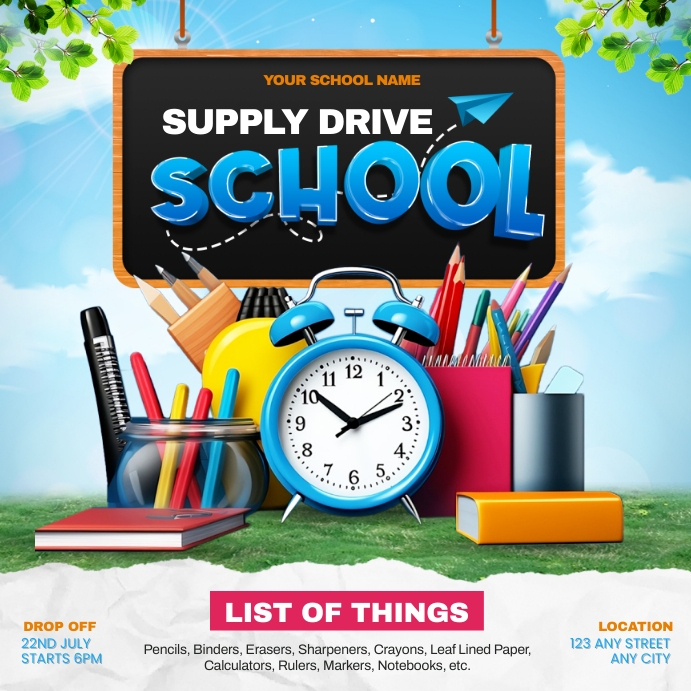 Copy of School supply drive | PosterMyWall