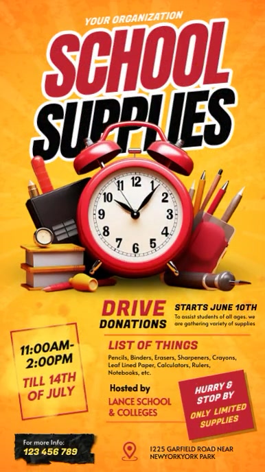 school supply drive digital display Template | PosterMyWall