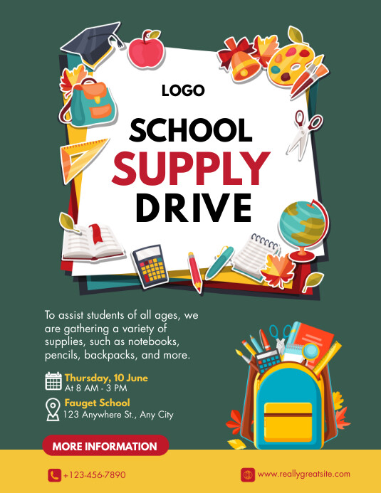 Plantilla de SCHOOL SUPPLY DRIVE FLYERS | PosterMyWall