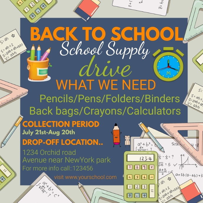 school supply drive poster Template | PosterMyWall
