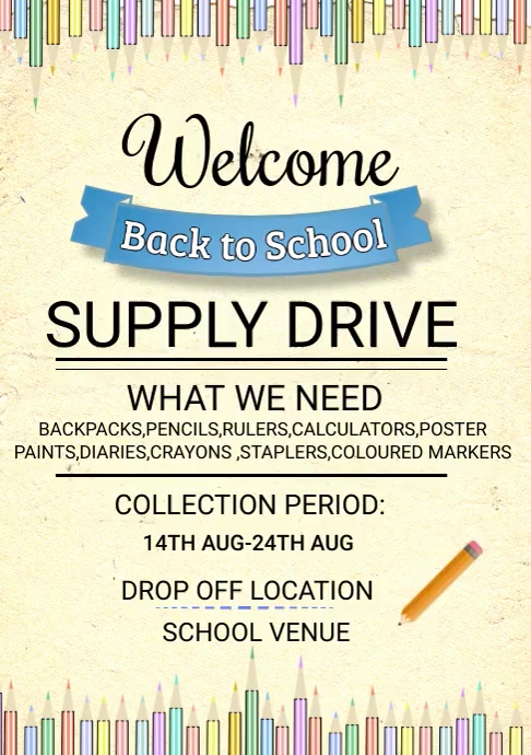Copy of school supply drive poster | PosterMyWall