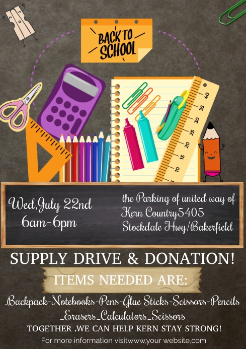 school supply drive poster Template | PosterMyWall