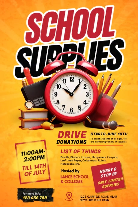 school supply drive template | PosterMyWall