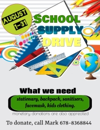 White Back To School Supply Drive Flyer Template | PosterMyWall