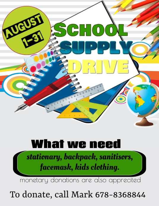 School Supply Drive template/flyer | PosterMyWall