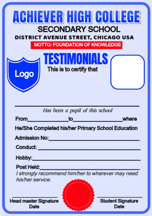 School testimonials design template | PosterMyWall