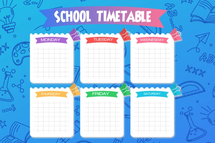 School Timetable Blue Design Template | PosterMyWall