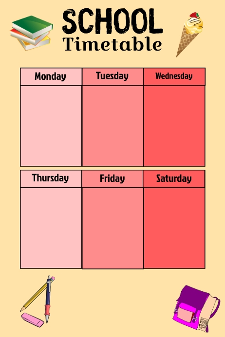 SCHOOL TIMETABLE Template | PosterMyWall