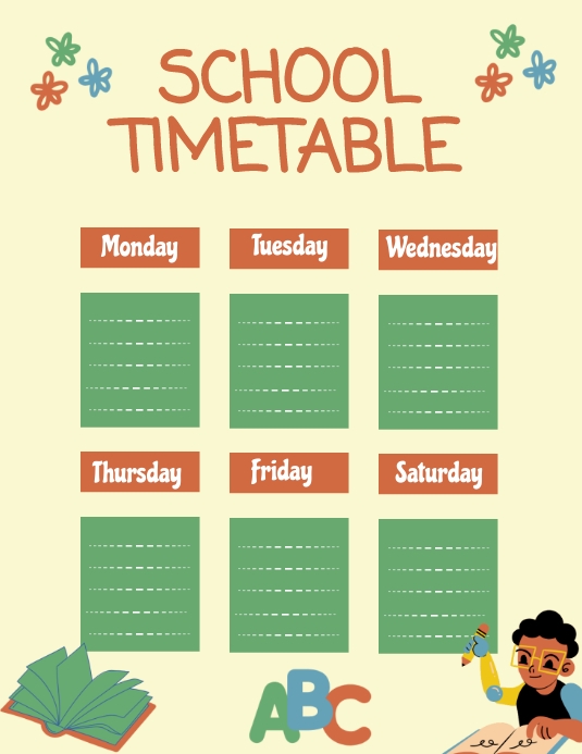 School Timetable Template | PosterMyWall