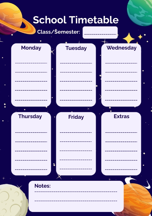 SCHOOL TIMETABLE Template | PosterMyWall
