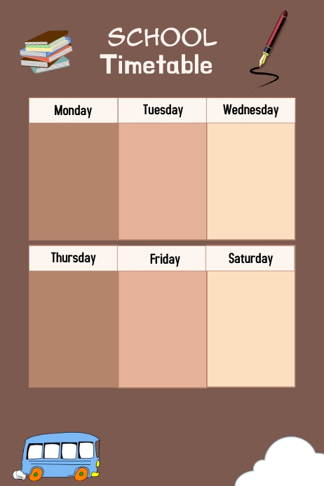 SCHOOL TIMETABLE Template | PosterMyWall