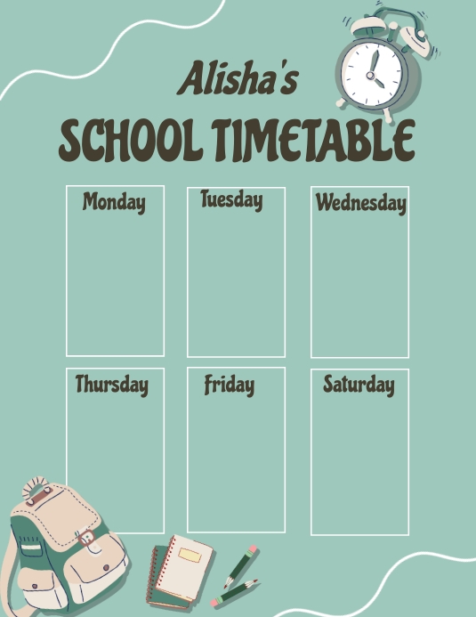 School Timetable Template | PosterMyWall
