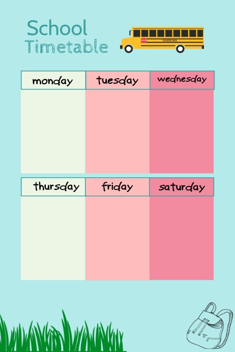 SCHOOL TIMETABLE Template | PosterMyWall