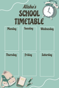 Colored Illustrations School TimeTable Template | PosterMyWall