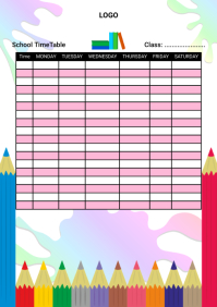 Colored Illustrations School TimeTable Template | PosterMyWall