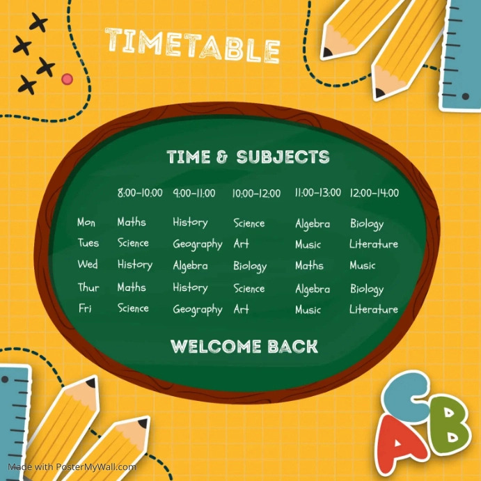 Copy of School timetable poster design template | PosterMyWall