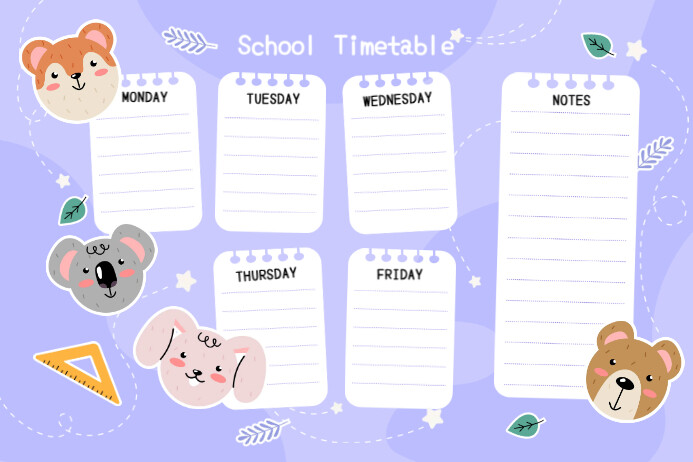 School Timetable Purple Design Template | PosterMyWall
