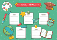 Colored Illustrations School TimeTable Template | PosterMyWall