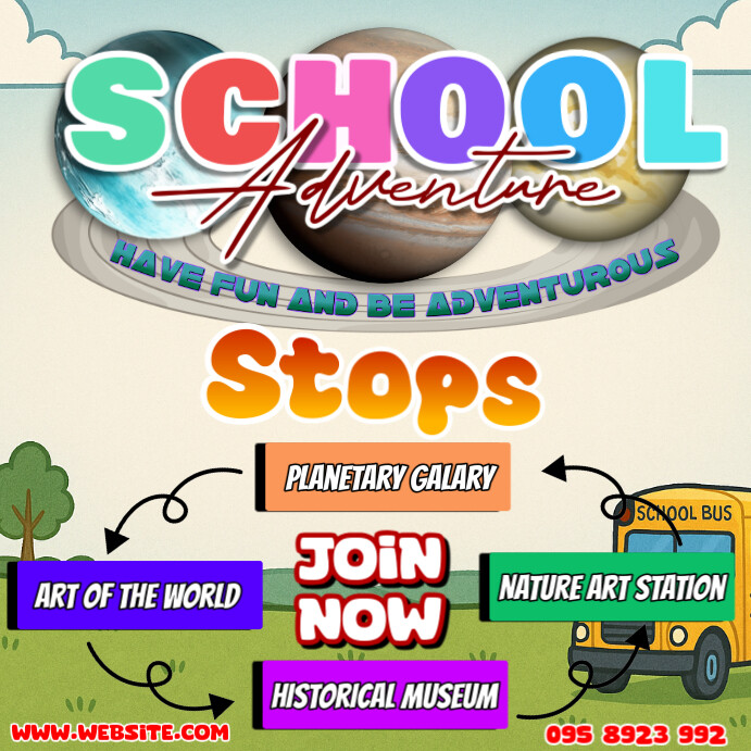 School Trip Stops/route Template | PosterMyWall