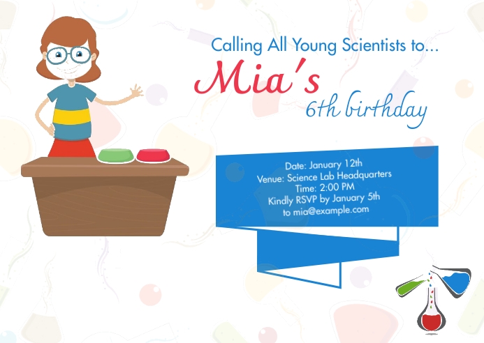 Science-themed Birthday Card Template | PosterMyWall
