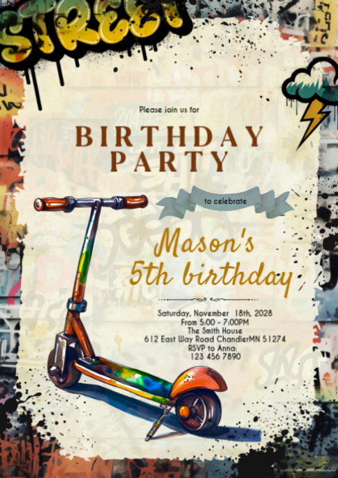 Yellow Birthday Party A6 Template | PosterMyWall
