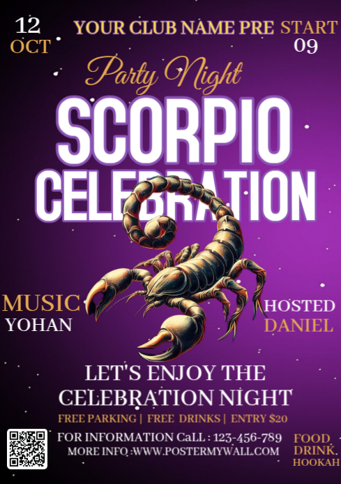 Scorpio Bash A4 Template | PosterMyWall