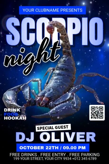 Scorpio Night Ads Template | PosterMyWall