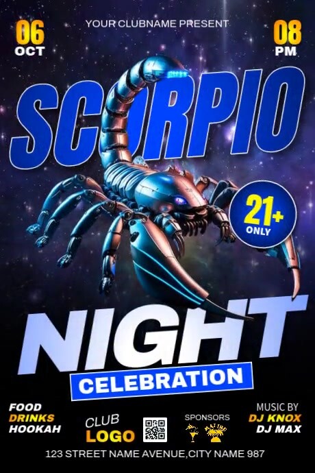 Scorpio Night Celebration Template | PosterMyWall