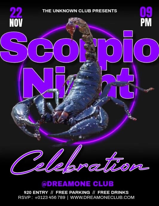 Plantilla de Scorpio Night Celebration | PosterMyWall