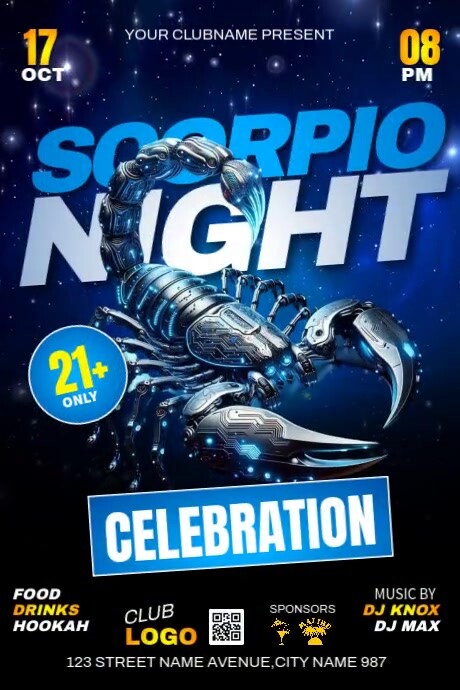 Scorpio Night Celebration Template | PosterMyWall