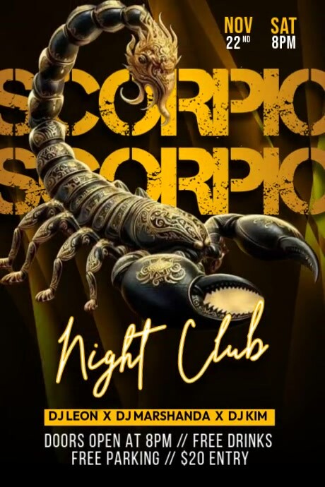 Plantilla de Scorpio Night Club | PosterMyWall