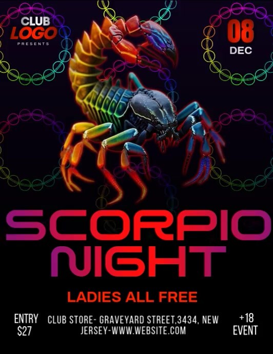Plantilla de Scorpio Night | PosterMyWall