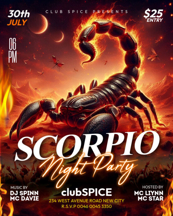 Copy of scorpio night party club event flyer template Instagram post ...