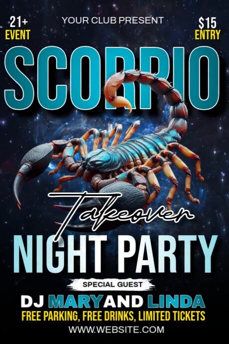Plantilla de Scorpio Night Party | PosterMyWall