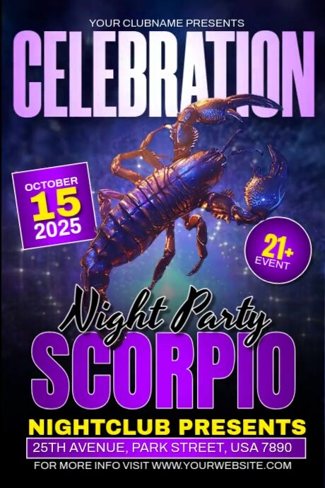 Plantilla de Scorpio Night Party | PosterMyWall