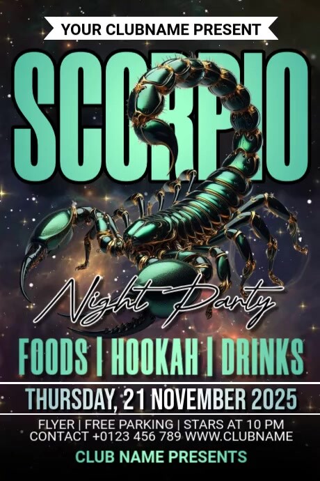 Copy of Scorpio Night Party | PosterMyWall