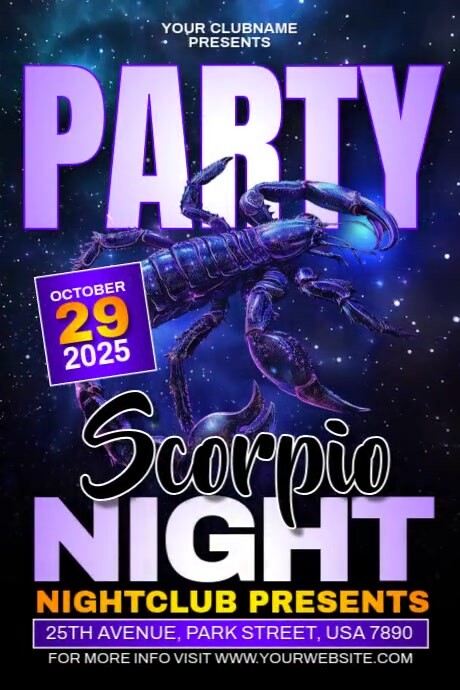 Plantilla de Scorpio Night Party | PosterMyWall