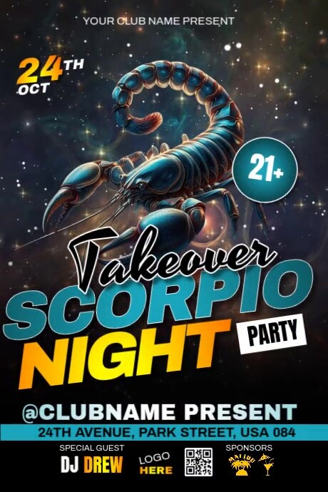 Plantilla de Scorpio Night Party | PosterMyWall