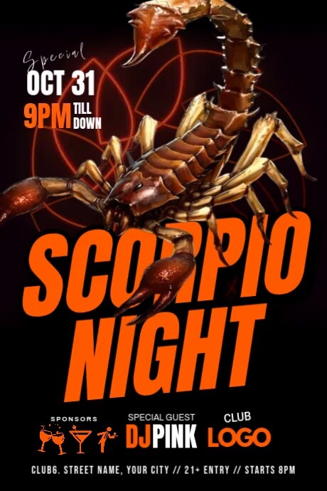 Plantilla de Scorpio Night Party | PosterMyWall