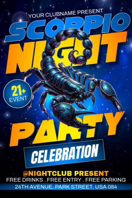 Plantilla de Scorpio Night Party | PosterMyWall