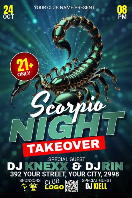 Scorpio Night Takeover Template | PosterMyWall