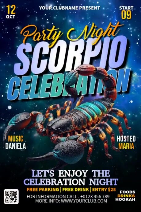 Plantilla de Scorpio Party Night | PosterMyWall