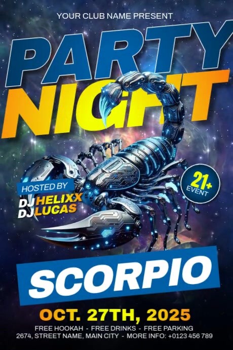 Scorpio Party Night Template | PosterMyWall