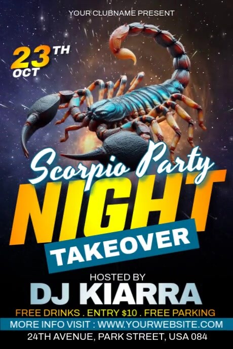 Scorpio Party Night Template | PosterMyWall