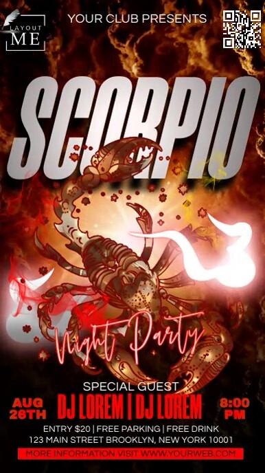 Scorpio Red Party Video Template | PosterMyWall