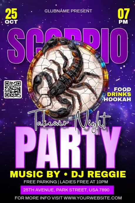 Plantilla de Scorpio Takeover Night | PosterMyWall