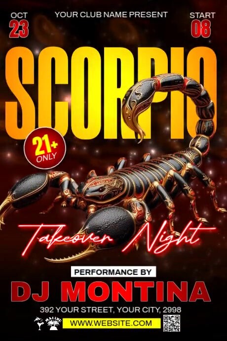 Plantilla de Scorpio Takeover Night | PosterMyWall