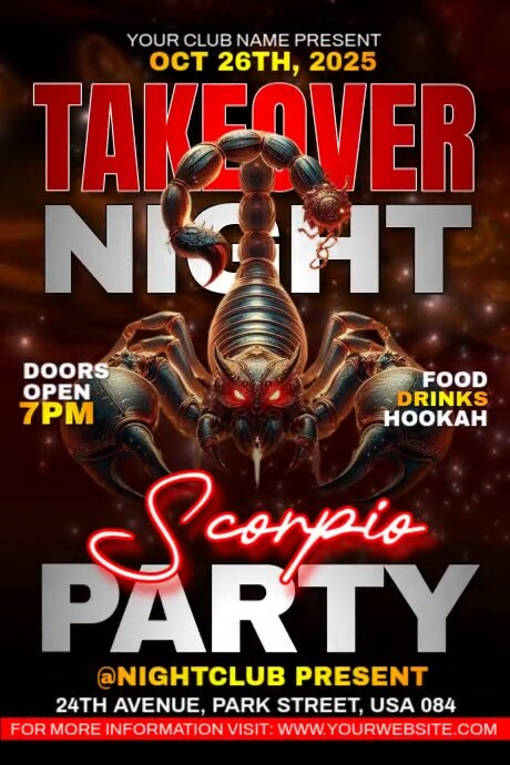 Plantilla de Scorpio Takeover Party | PosterMyWall
