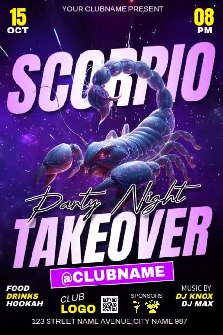 Copy of Scorpio Takeover Party Night | PosterMyWall