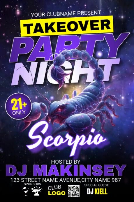 Scorpio Takeover Party Night Template | PosterMyWall